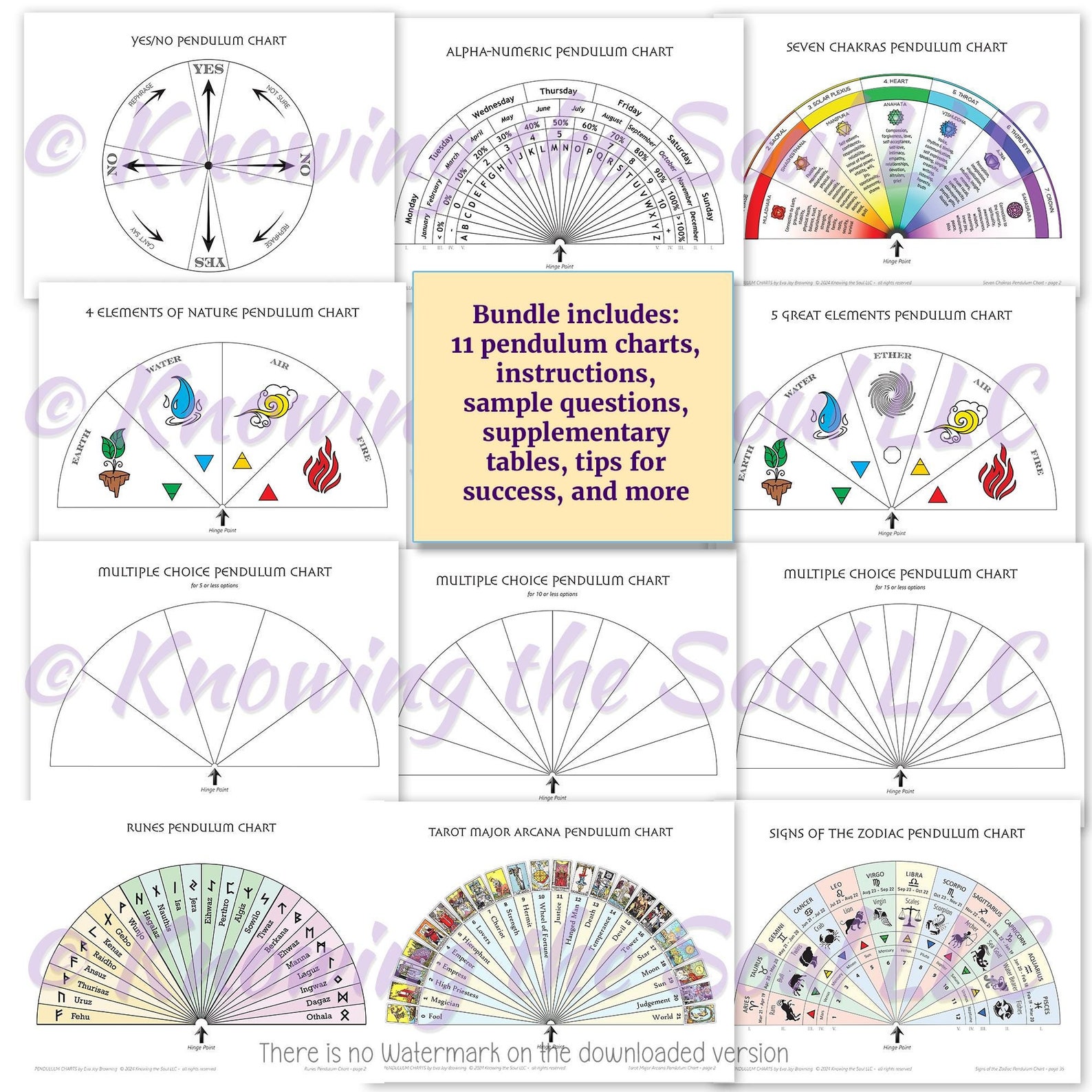 Printable Pendulum Charts Bundle - All 11 Charts for One Great Price ...