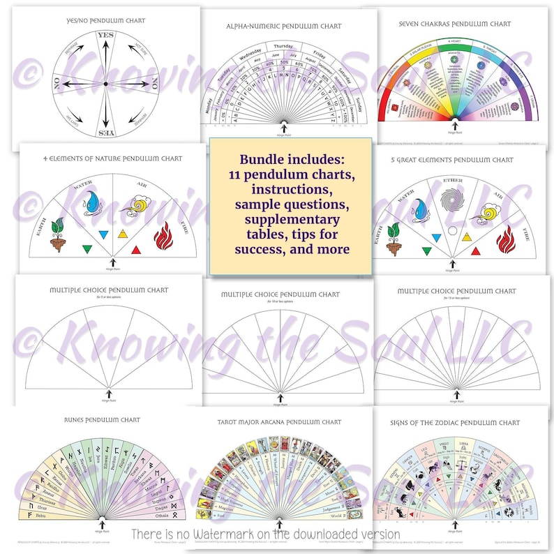 Printable Pendulum Charts Bundle - All 11 Charts for One Great Price ...