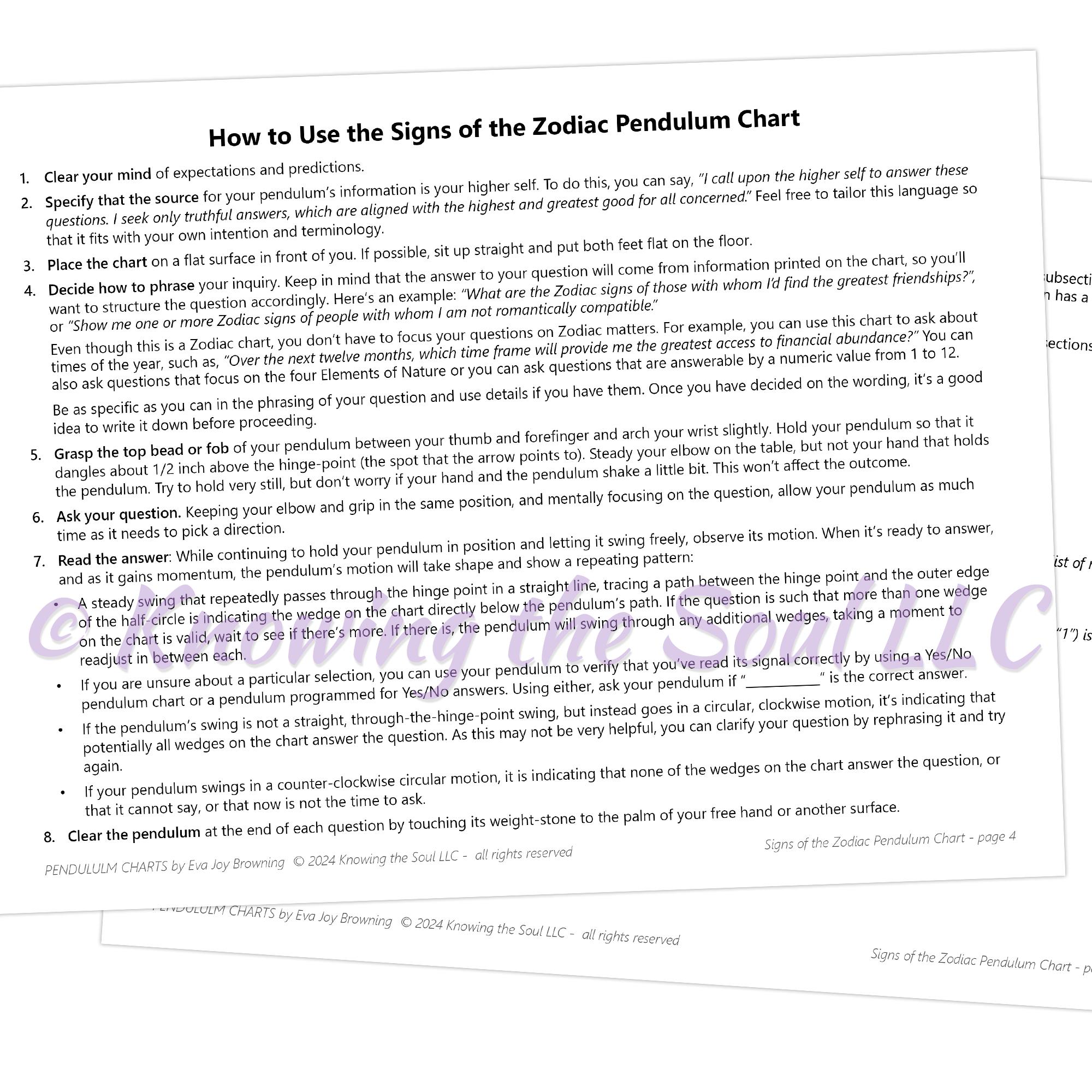 Printable Signs of the Zodiac Pendulum Chart (digital Download) - New ...