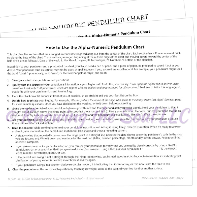 Printable Alpha-numeric Pendulum Chart (digital Download) - New and ...