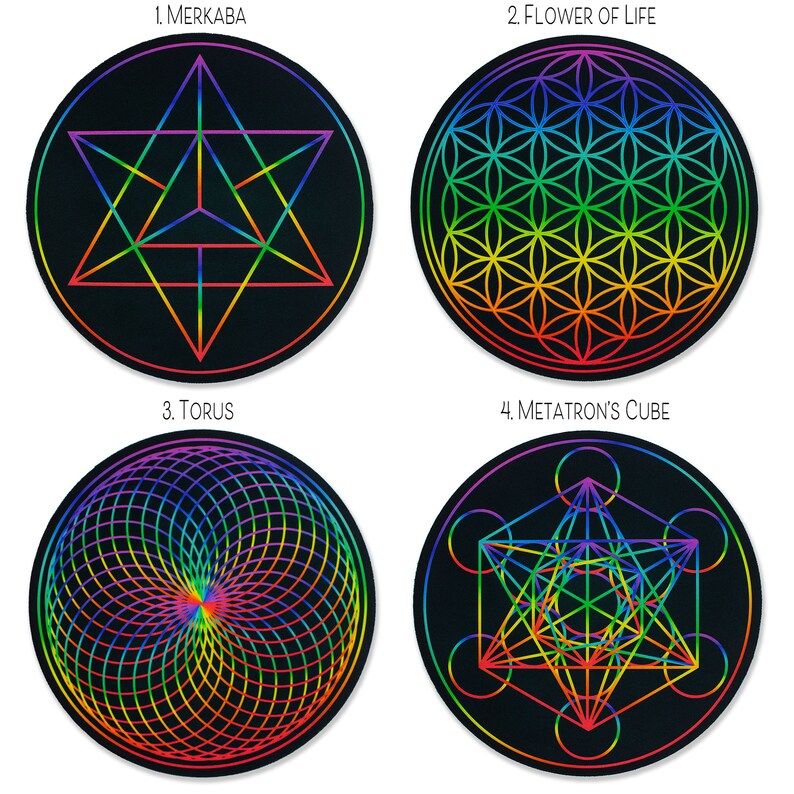Sacred Geometry Rainbow Spectrum Round Mouse Pad - Choose From 4 ...