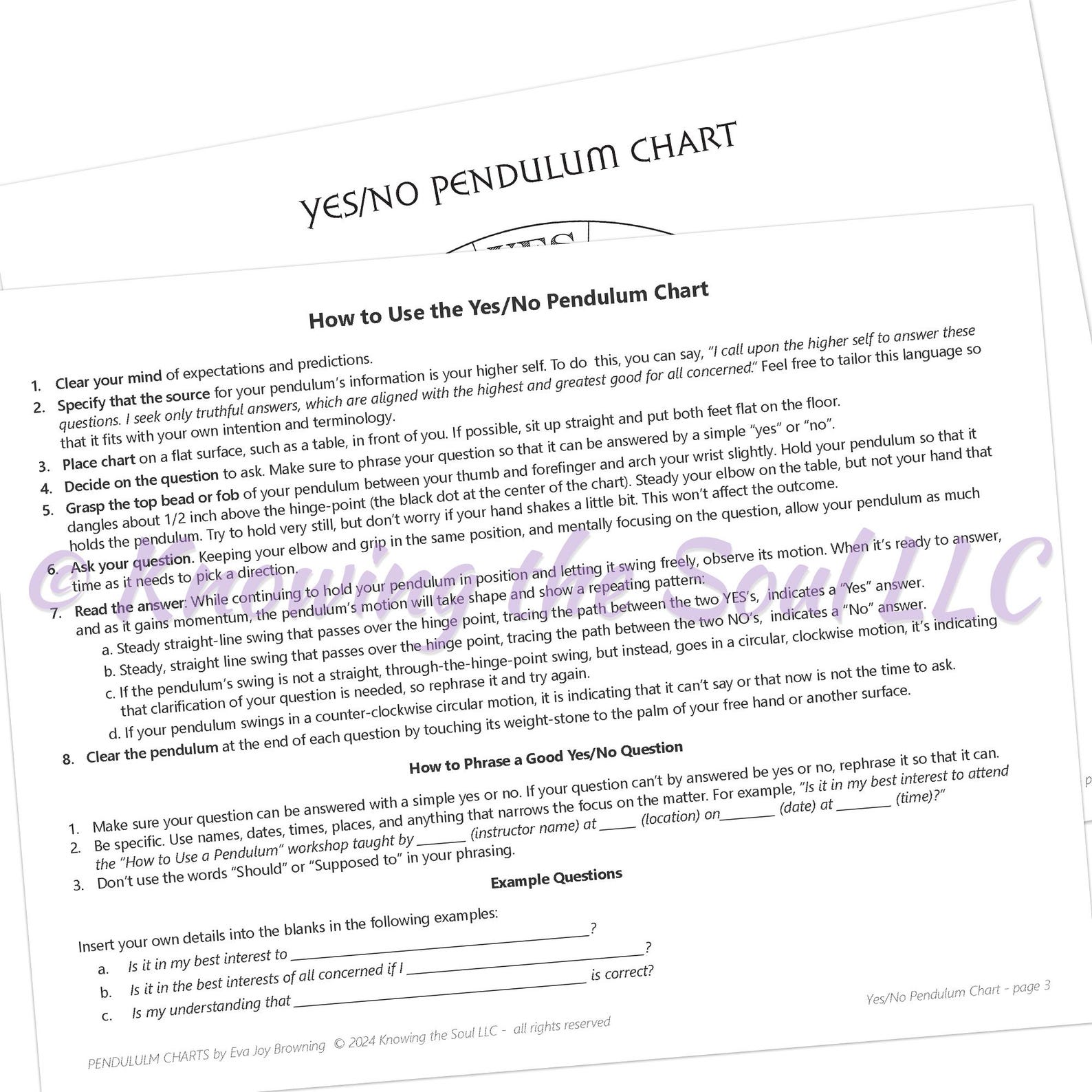 Printable Yes / No Pendulum Chart (digital Download) - Etsy