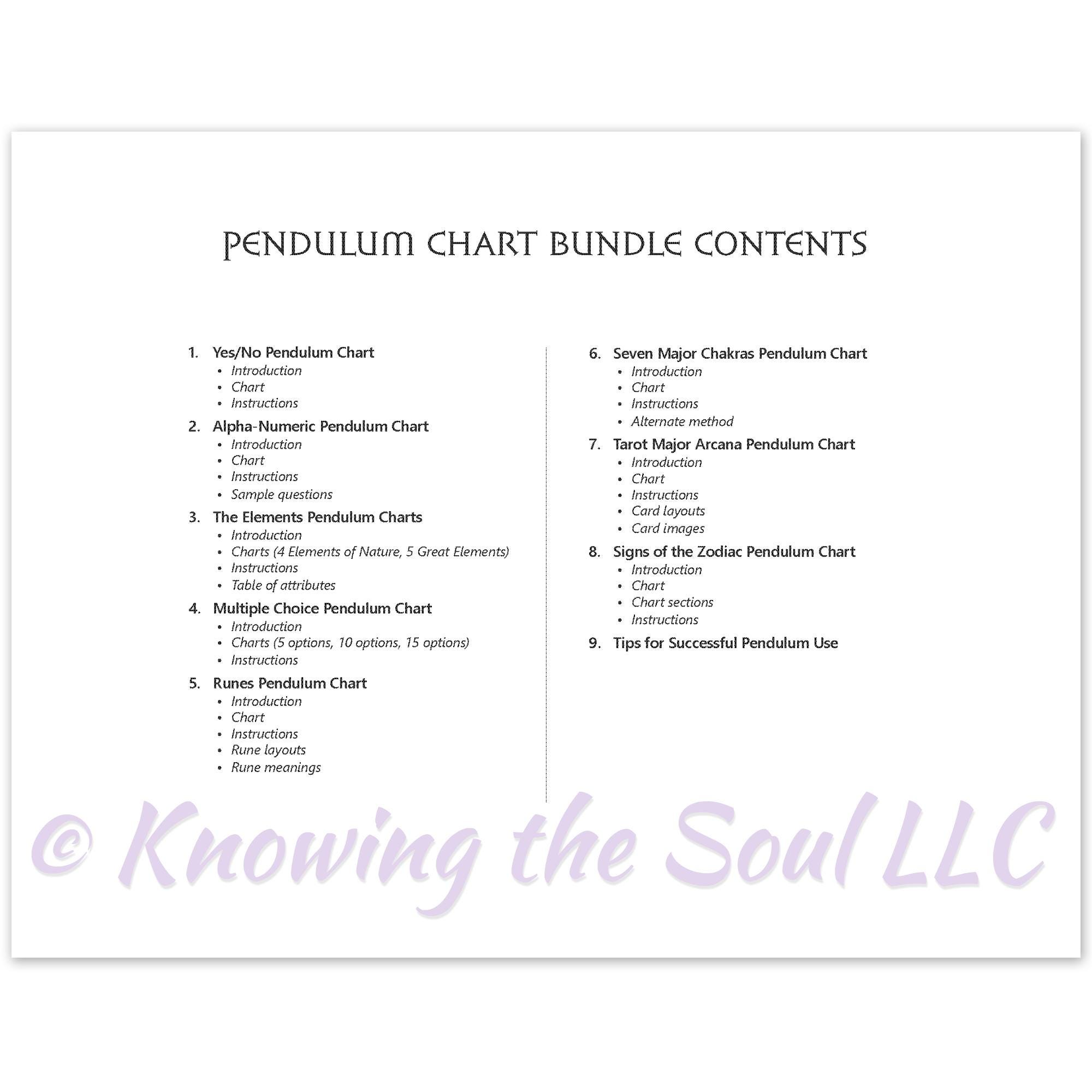 Printable Pendulum Charts Bundle - All 11 Charts for One Great Price ...