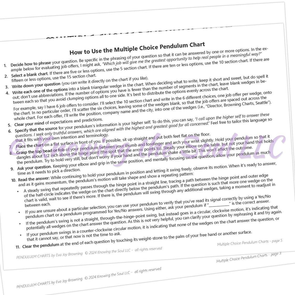 Printable Multiple Choice Pendulum Charts (digital Download) - Now ...