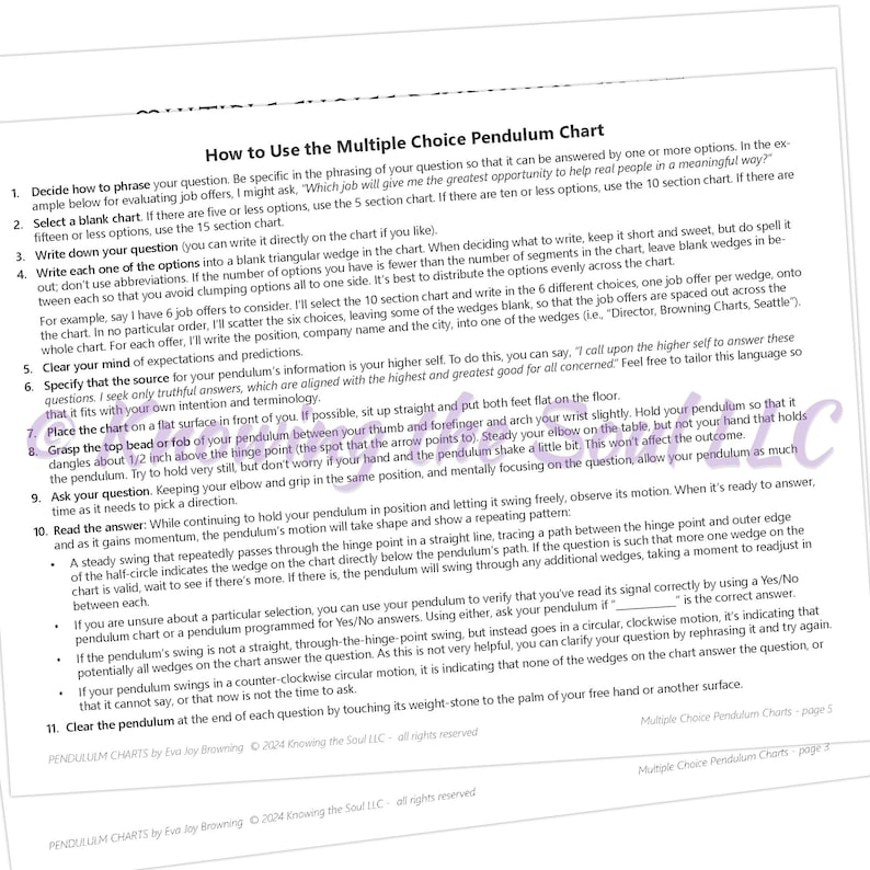 Printable Multiple Choice Pendulum Charts (digital Download) - Now ...