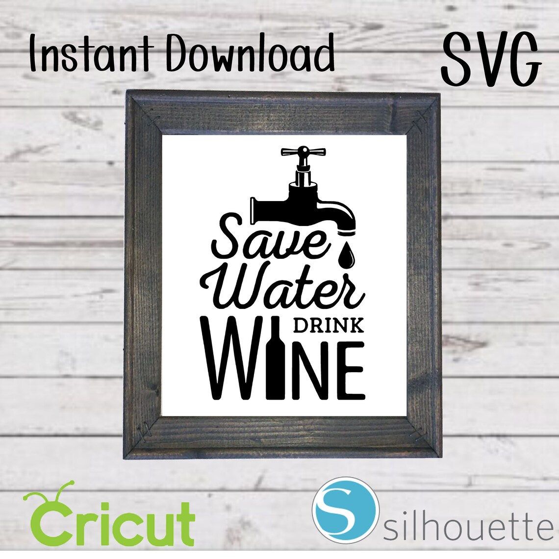 Instant Download SVG Save Water Drink Wine | Etsy