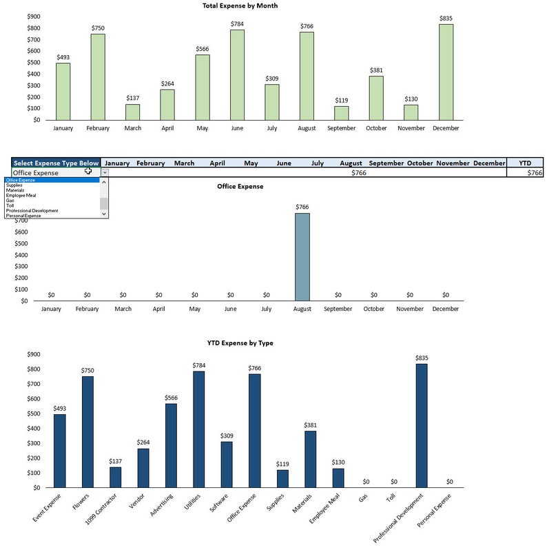 Excel Business Expense Tracker - Etsy