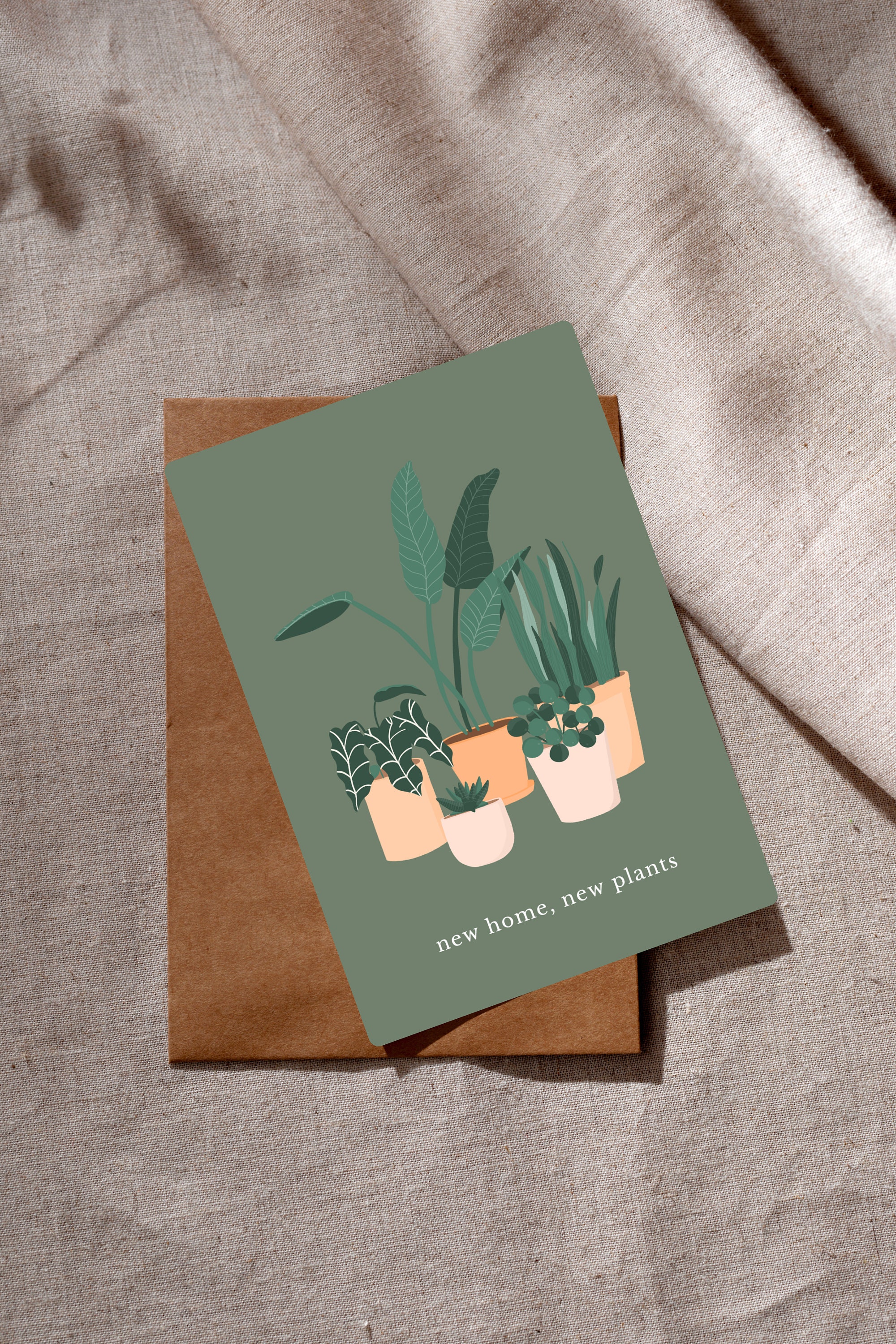 New Home New Plants Card Plant Greeting Card Housewarming Encouragement ...