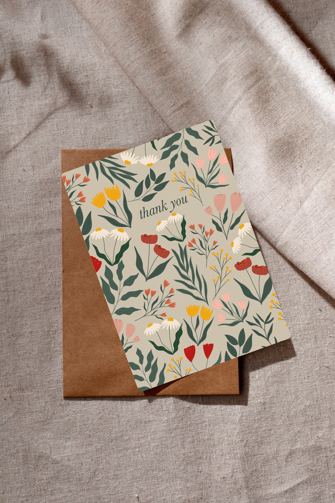 Floral Thank You Greeting Card | Gratitude | Elegant Thoughtful Card - Etsy