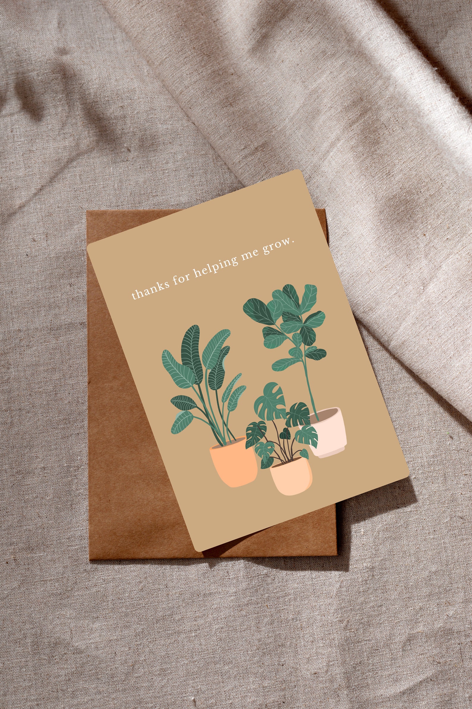 Thanks for Helping Me Grow Greeting Card | Plant Encouragement Card ...