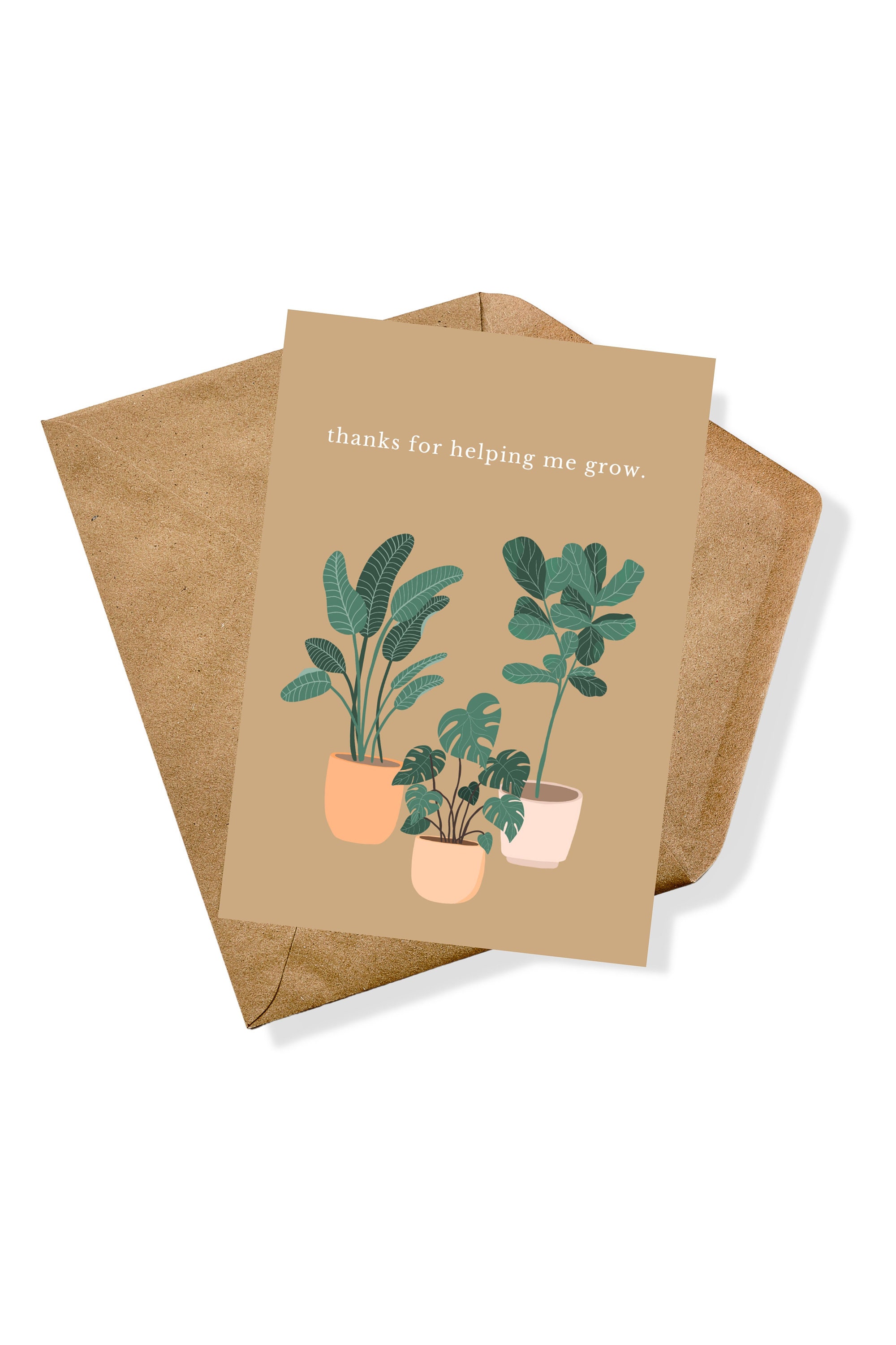 Thanks for Helping Me Grow Greeting Card | Plant Encouragement Card ...