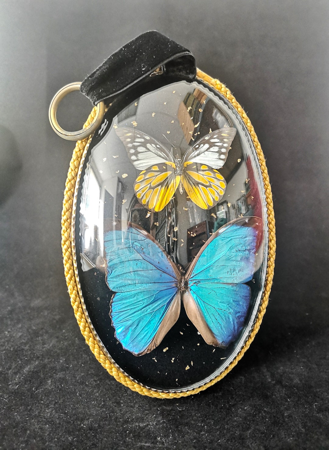 Butterflies medallion Under Domed Frame - Etsy