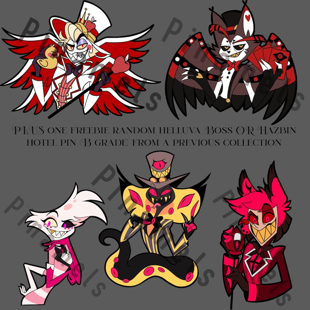 Lucifer, Alastor, Angel, Husk and Sir Pentious 2 Enamel Pins FLASH SALE ...