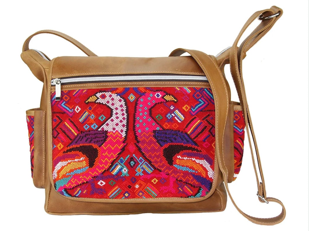 Mayan Embroidery Messenger Bag, Design Your Bag, Custom Leather Bag ...