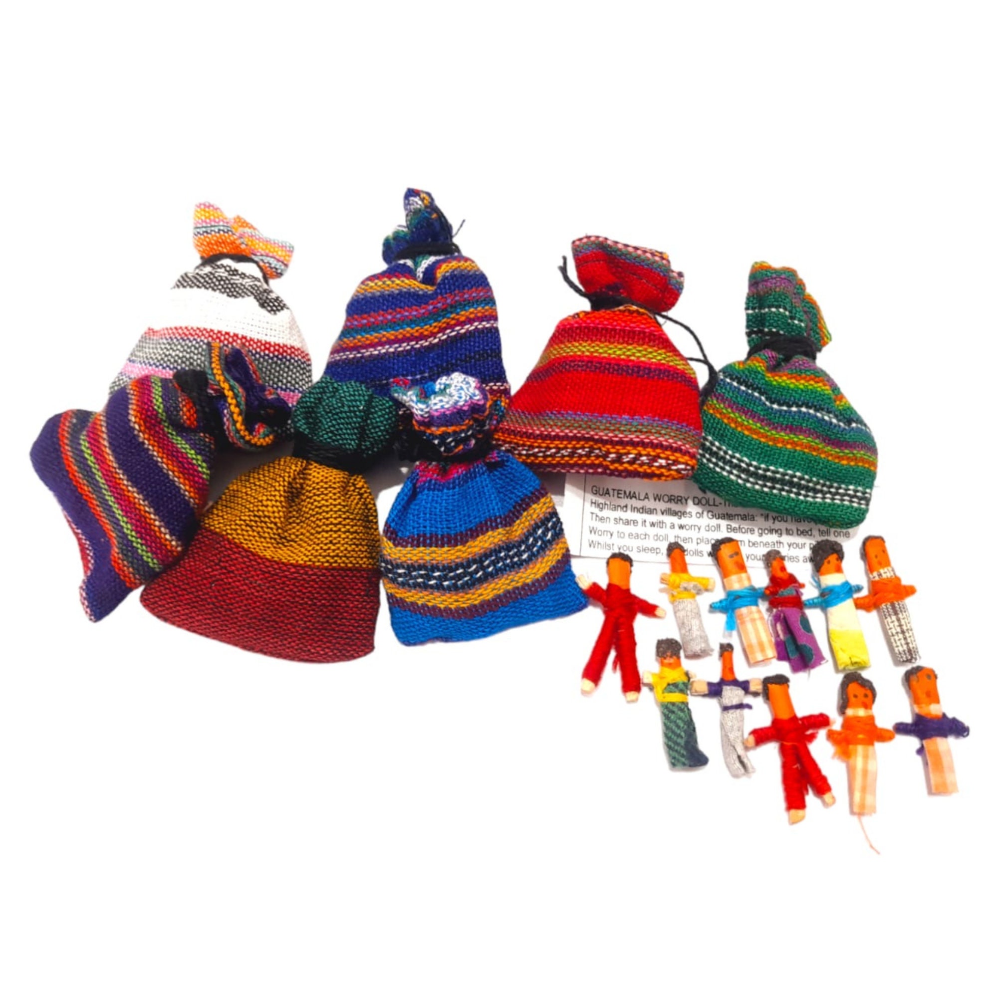 Guatemalan Worry Dolls, 6 Dolls in a Bag, Bulk Worry Dolls, Trouble ...