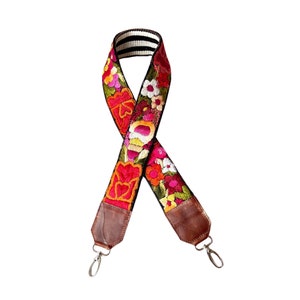 Hand Embroidered Crossbody Bag Strap, Embroidered Leather Bag Strap for ...