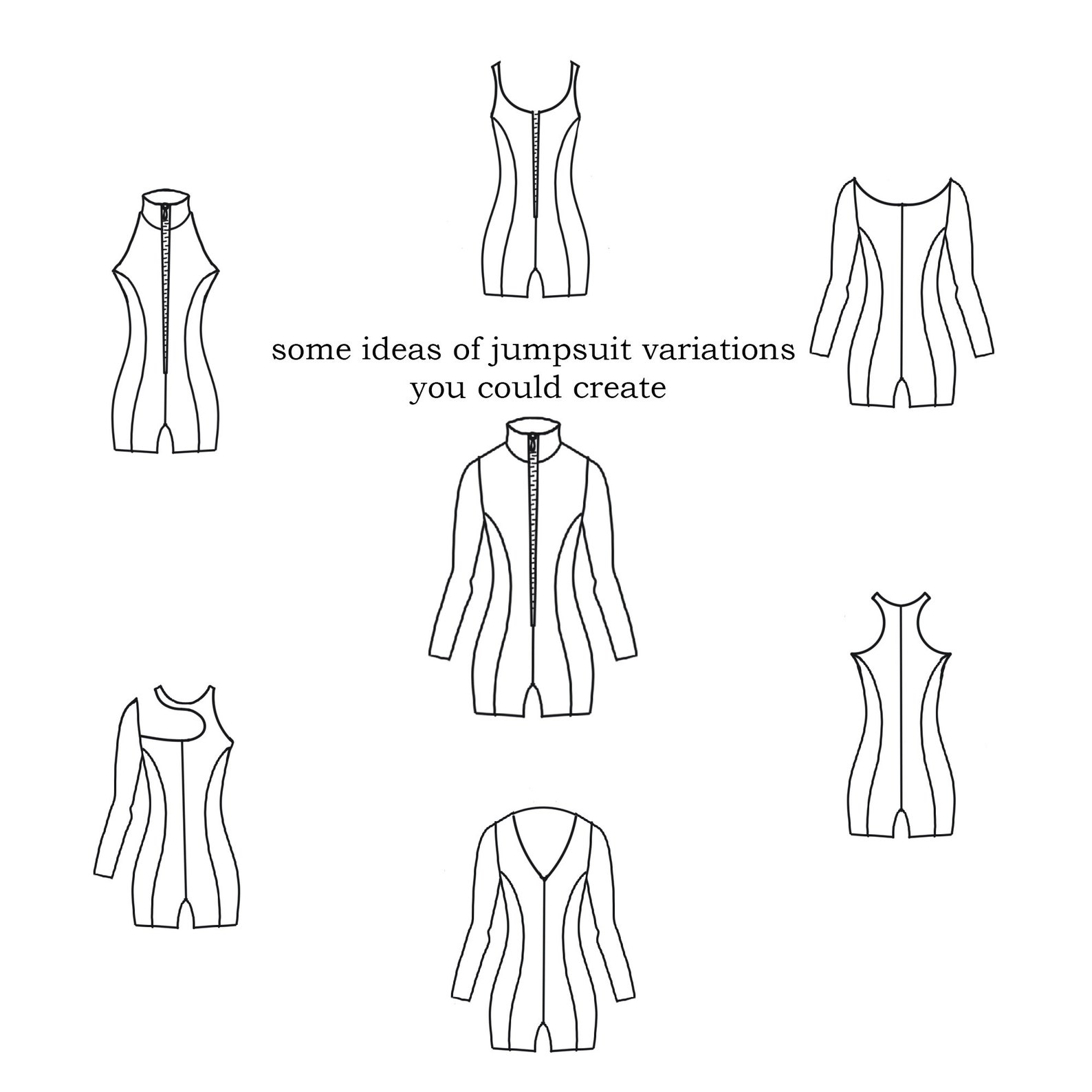 Short Jumpsuit Romper Sewing Pattern, Fitted Catsuit With Long Sleeves ...
