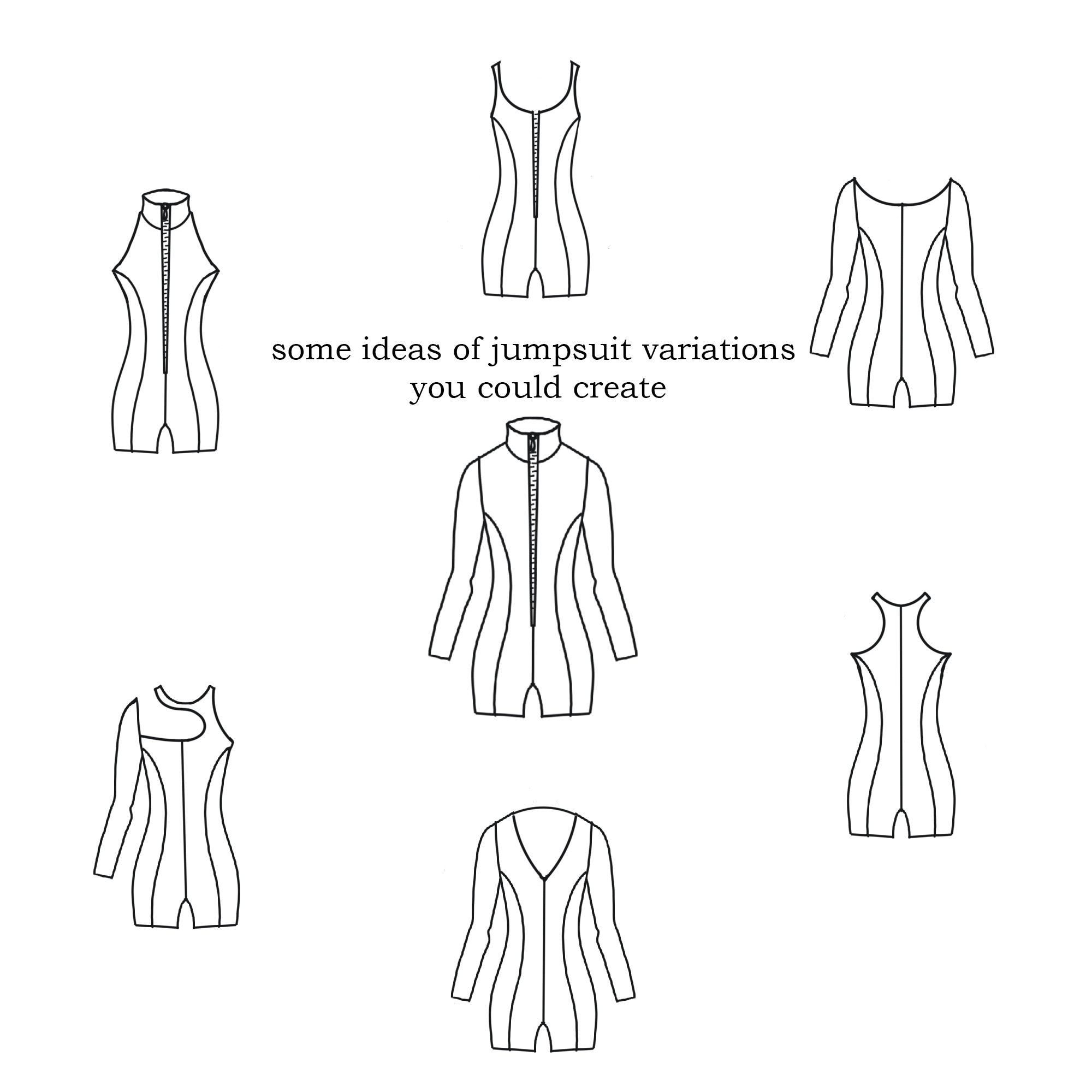 Short Jumpsuit Romper Sewing Pattern, Fitted Catsuit With Long Sleeves ...