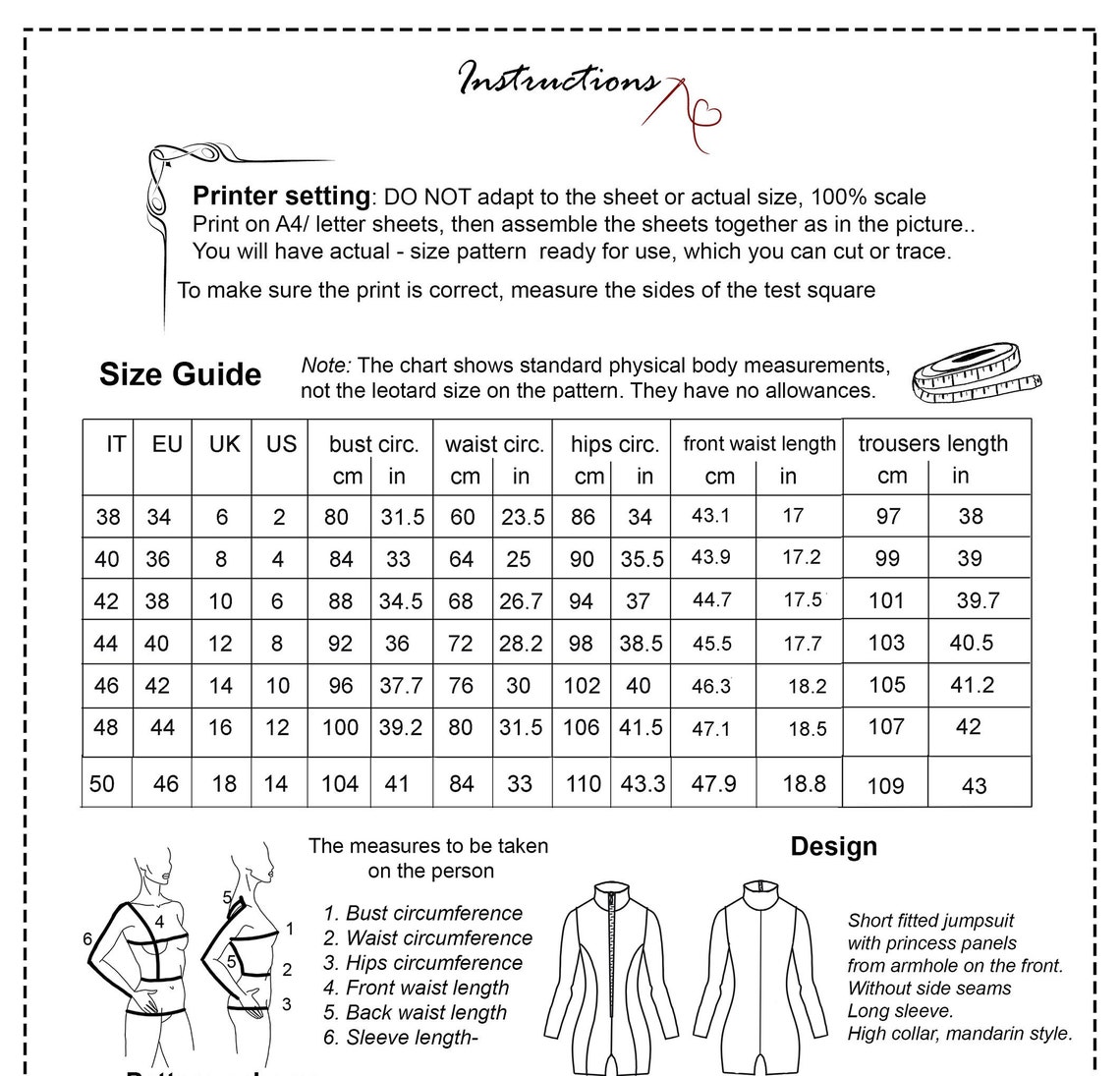 Short Jumpsuit Romper Sewing Pattern, Fitted Catsuit With Long Sleeves ...