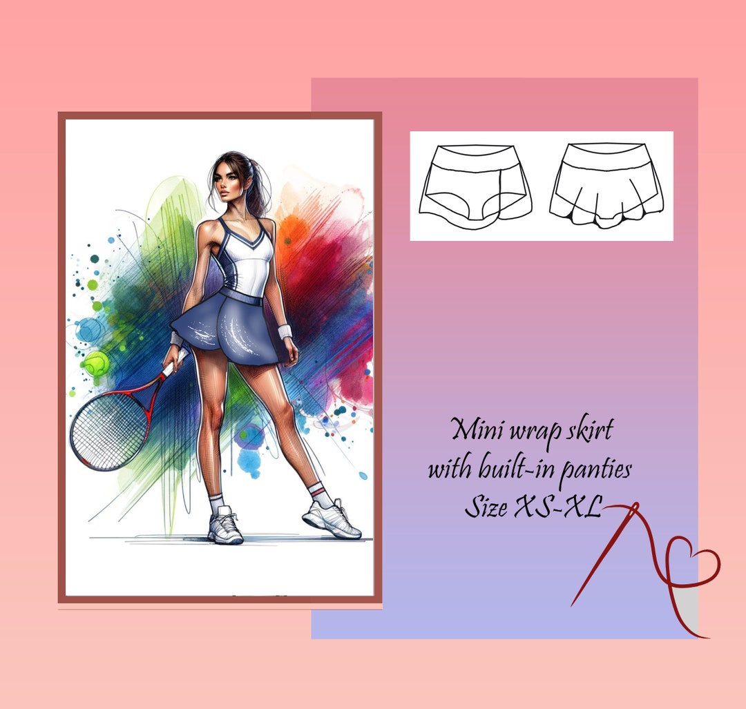 Sewing Pattern Mini Wrap Skirt , Sport, Tennis, Padel, Dance Skirt Pdf ...