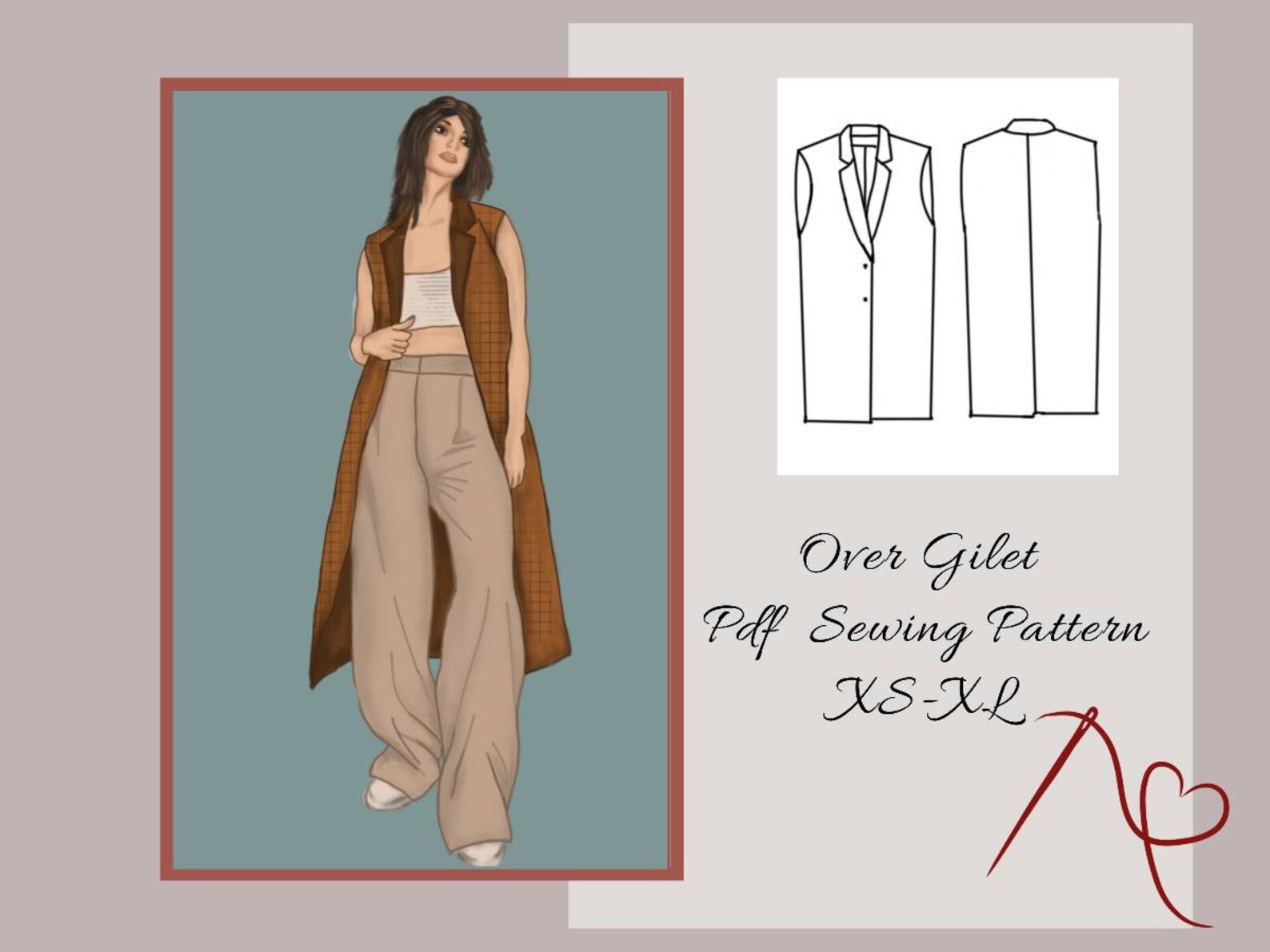 Oversize Long Gilet Sewing Pattern Sleeveless Jacket Women - Etsy