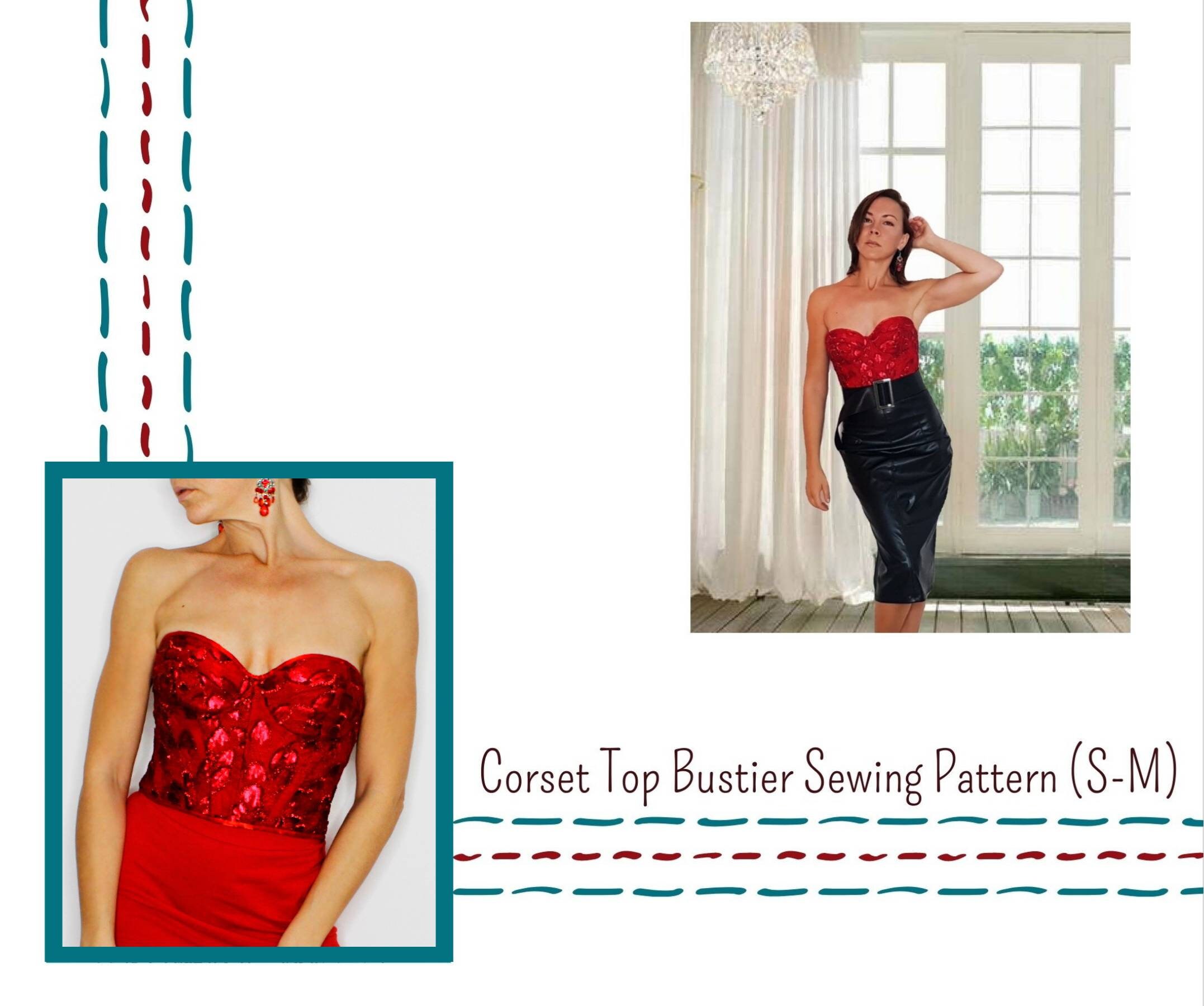 Cupped Top Bustier Sewing pattern for women Size S-M Boned | Etsy