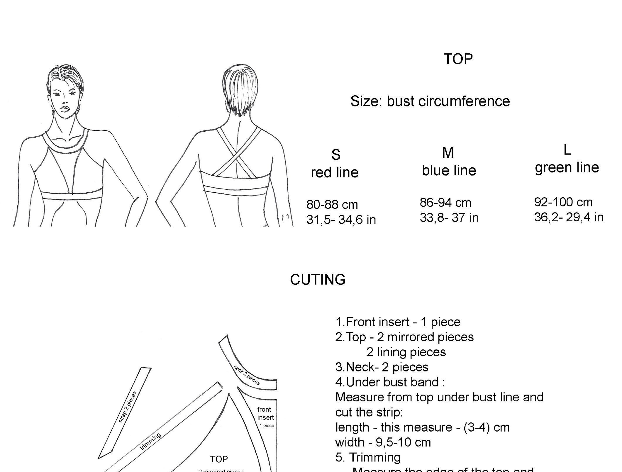 Halter Crop Top Sewing Pattern, Dance, Sport Bralette, Swim Wear ...