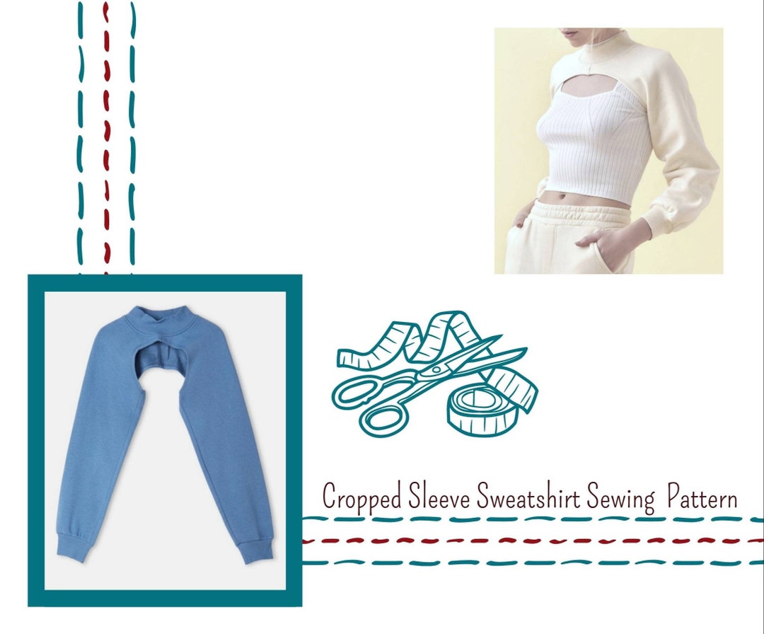 Crop Top, Shrug Long Raglan Sleev,e Crop Sweatshirt Sewing Pattern ...