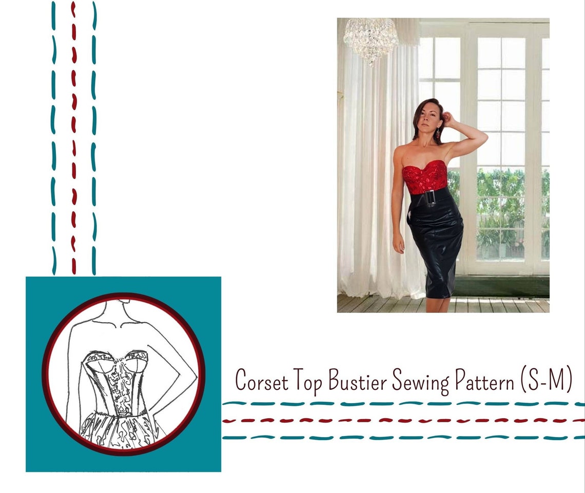 Cupped Top Bustier Sewing pattern for women Size S-M Boned | Etsy