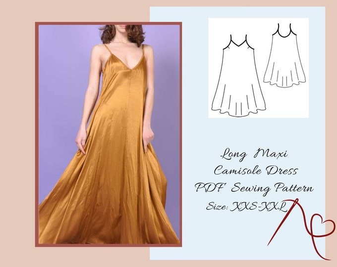 Long Dress Sewing Pattern for Women, Boho Style Summer Dress, One Size ...