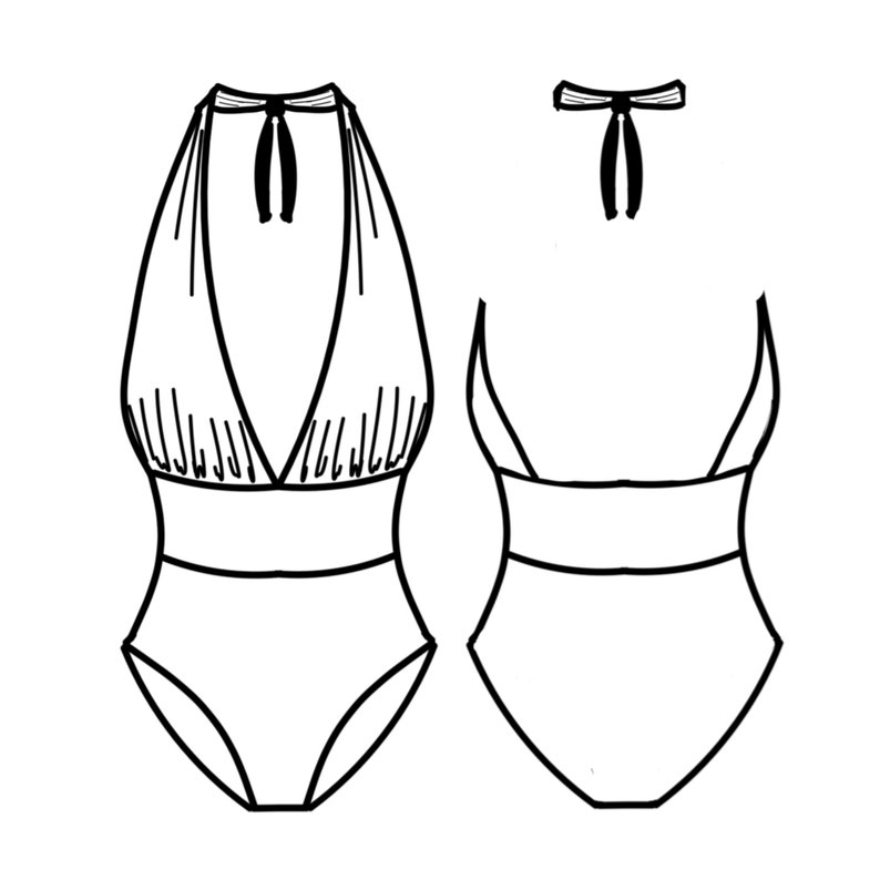 One Piece Swimsuit Sewing Pattern Halter Bodysuit Pdf Sewing - Etsy