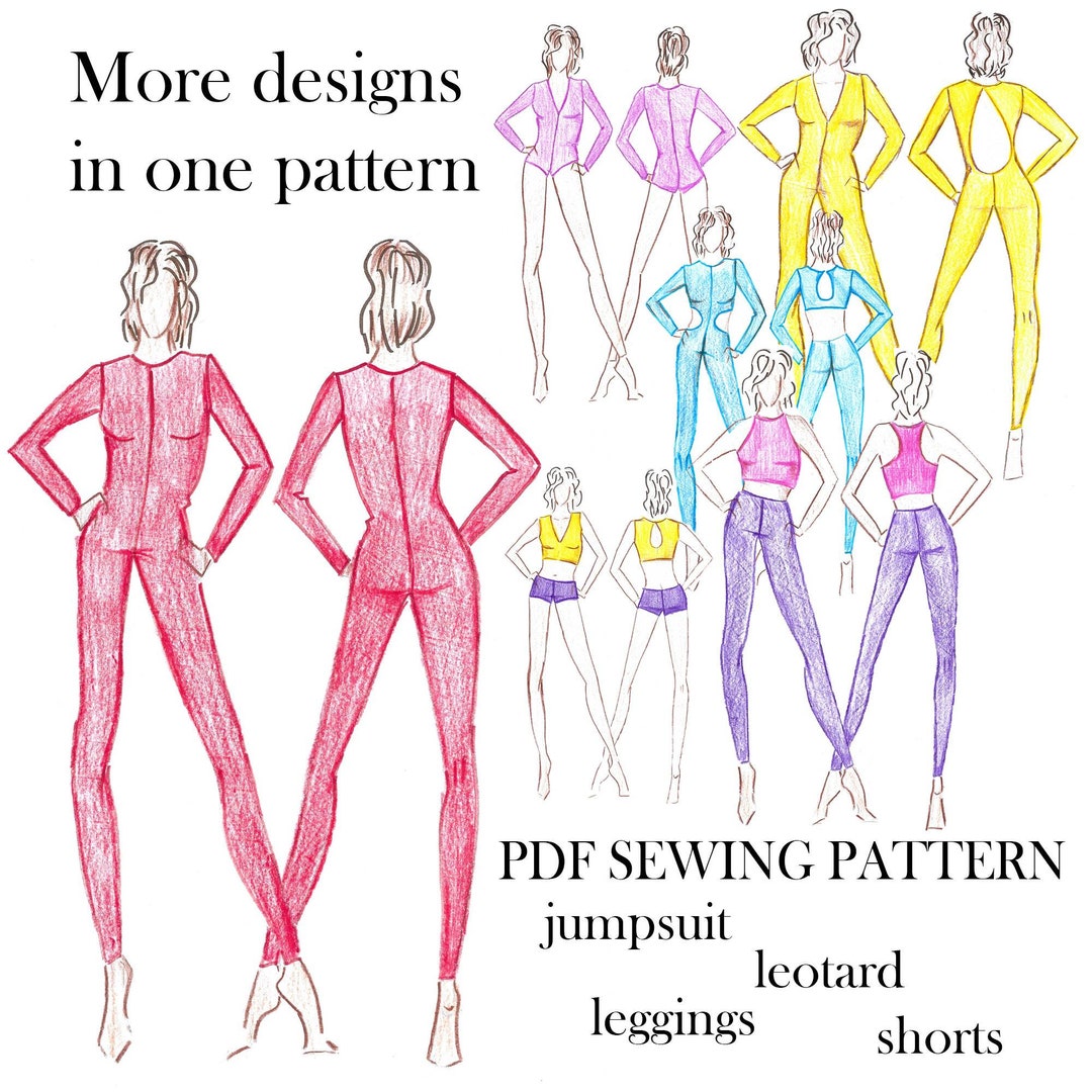 Sewing Patterns for Woman,jumpsuit Catsuit Pattern, Leotard, Leggings ...