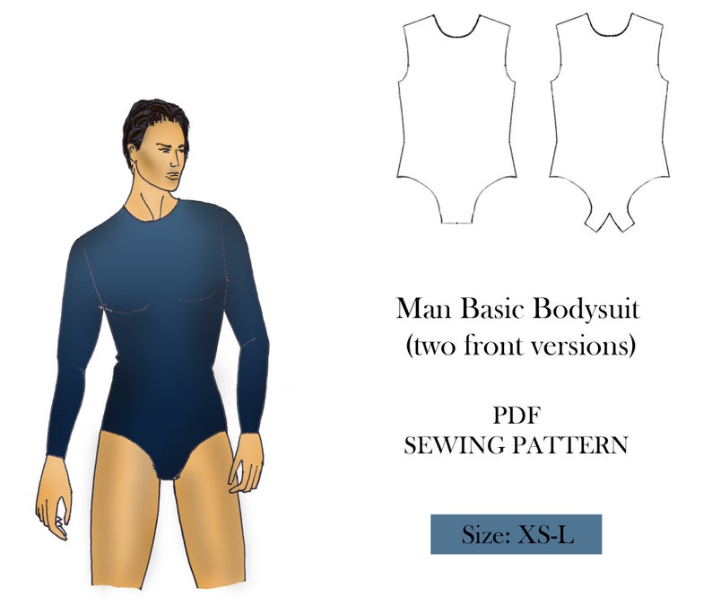 Man Sleeve Bodysuit sewing pattern basic leotarddance | Etsy