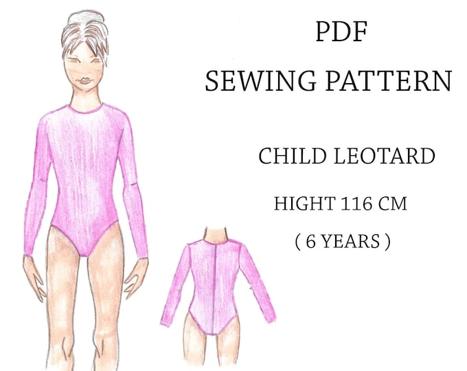 Dance Gymnastic Leotard Basic Sewing Pattern Child 140 Cm, Long Sleeve ...