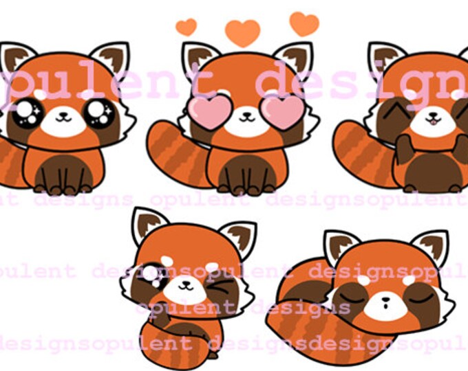 Premium Vector Clipart - Kawaii Red Pandas - Cute Red Panda Clipart Set ...