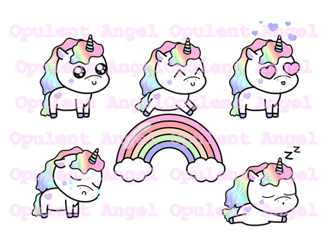 Kawaii Clipart Unicorn Pack - Etsy