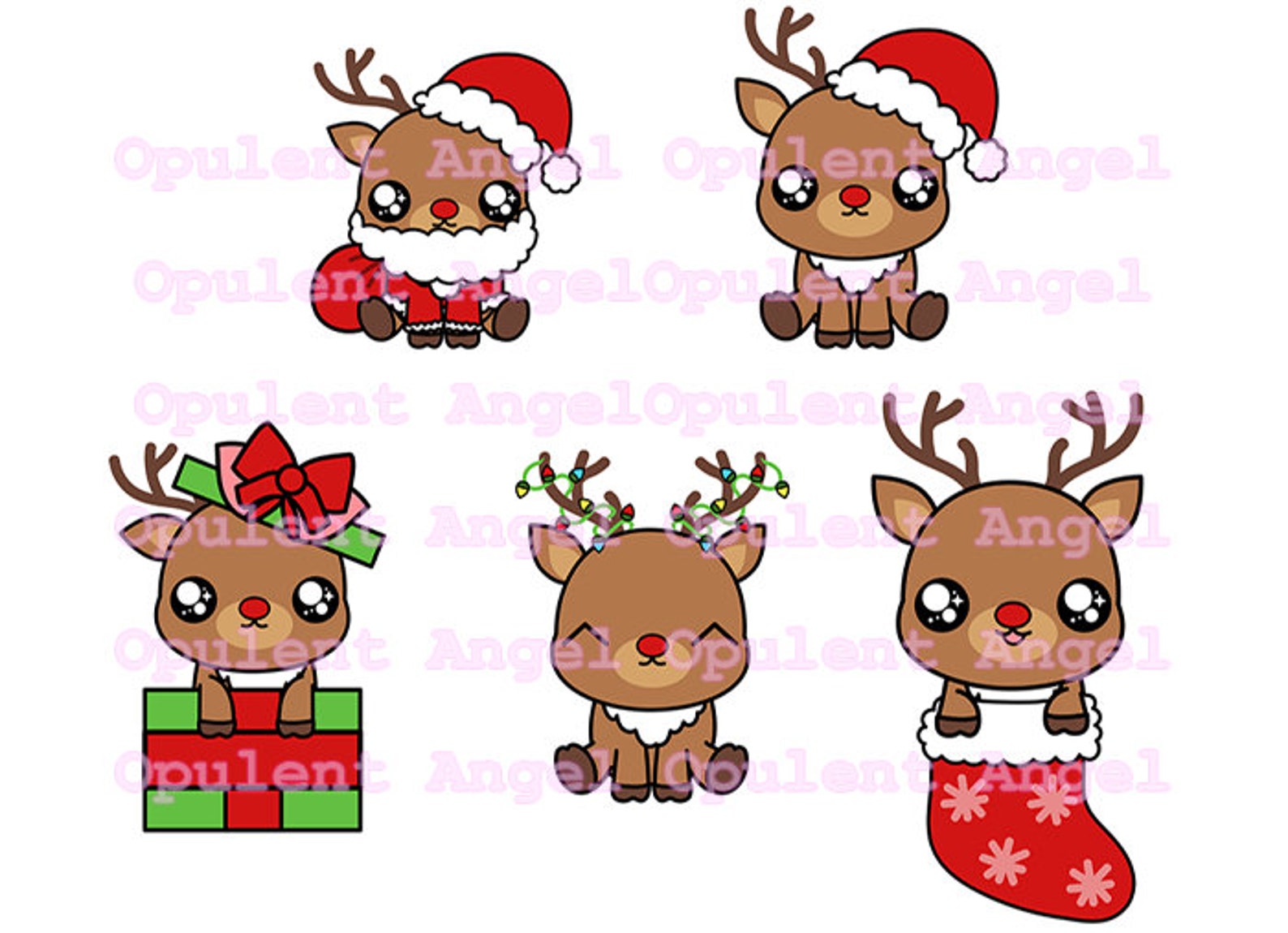Kawaii Clipart Christmas Reindeer - Etsy