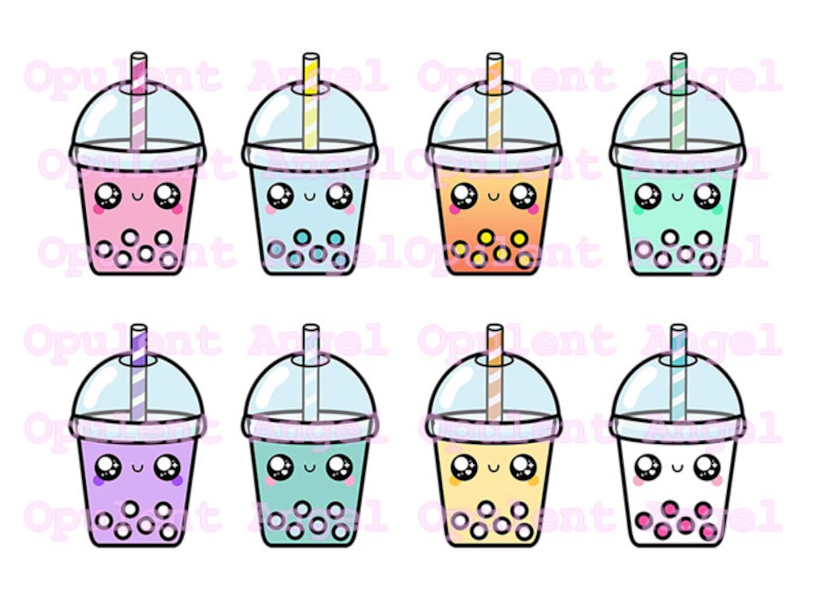 Kawaii Clipart Bubble Tea Boba Pack II - Etsy