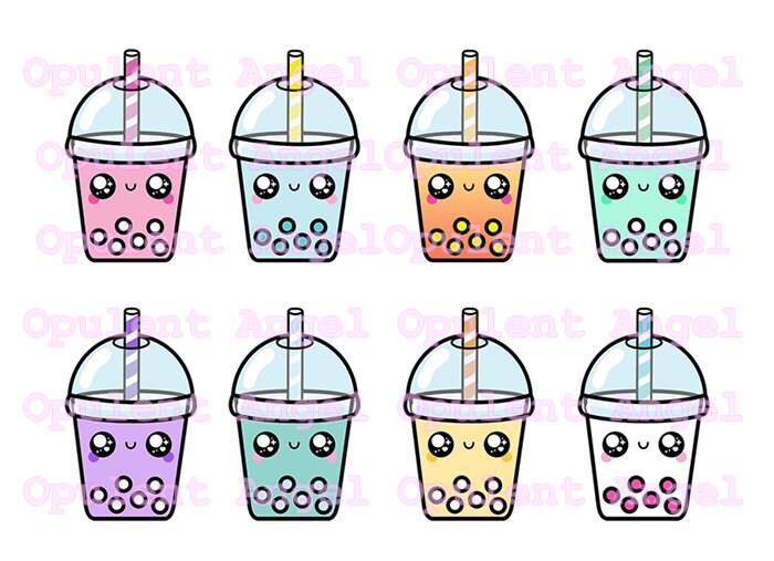 Kawaii Clipart Bubble Tea Boba Pack II - Etsy Ireland