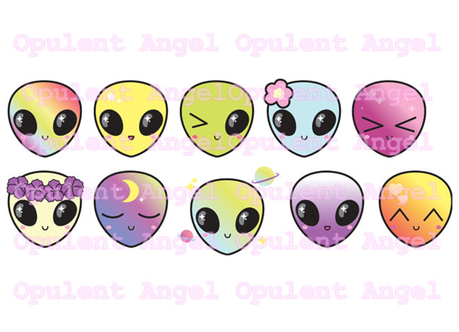 Kawaii Aliens Ultra Pack, Alien, UFO, Area 51,sticker, Extraterrestrial ...