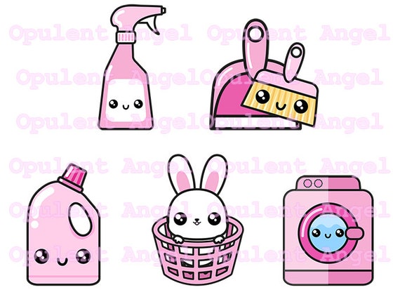 Kawaii Clipart Cleaning Pack Rose - Etsy France