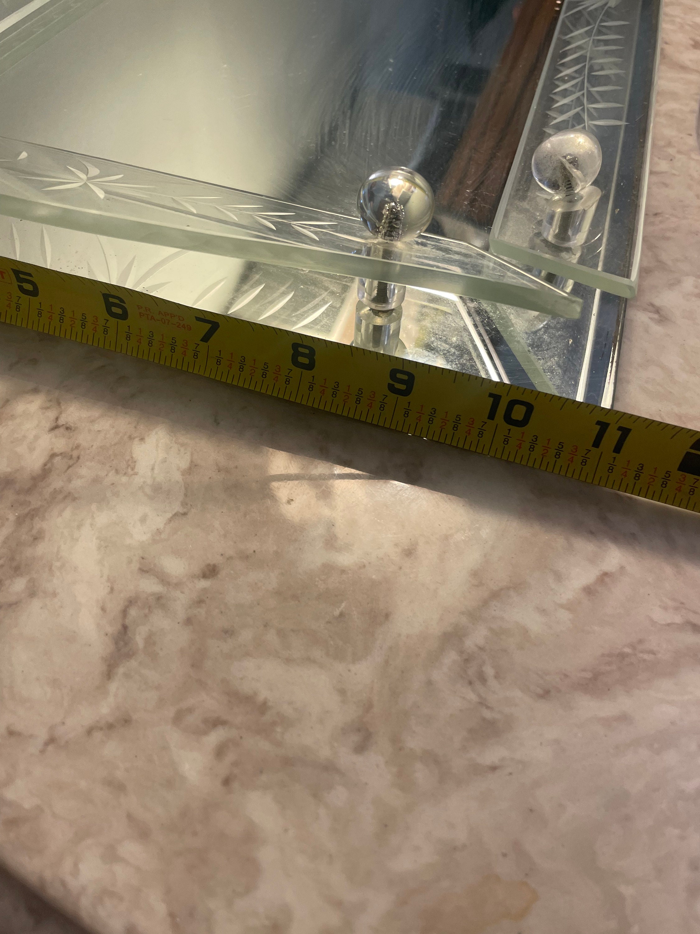 Rare Vintage Mirror Tray With Design - Etsy