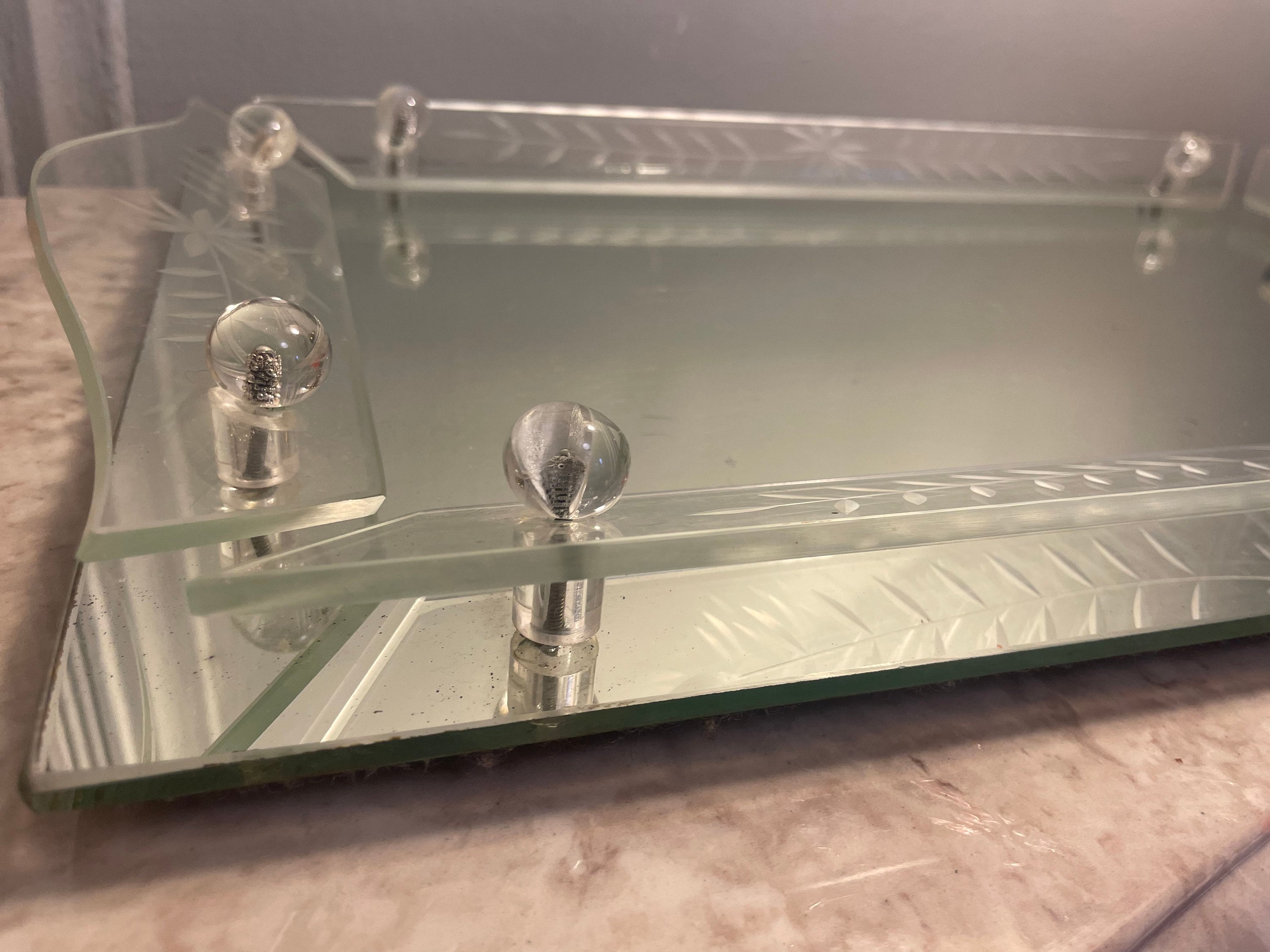 Rare Vintage Mirror Tray With Design - Etsy