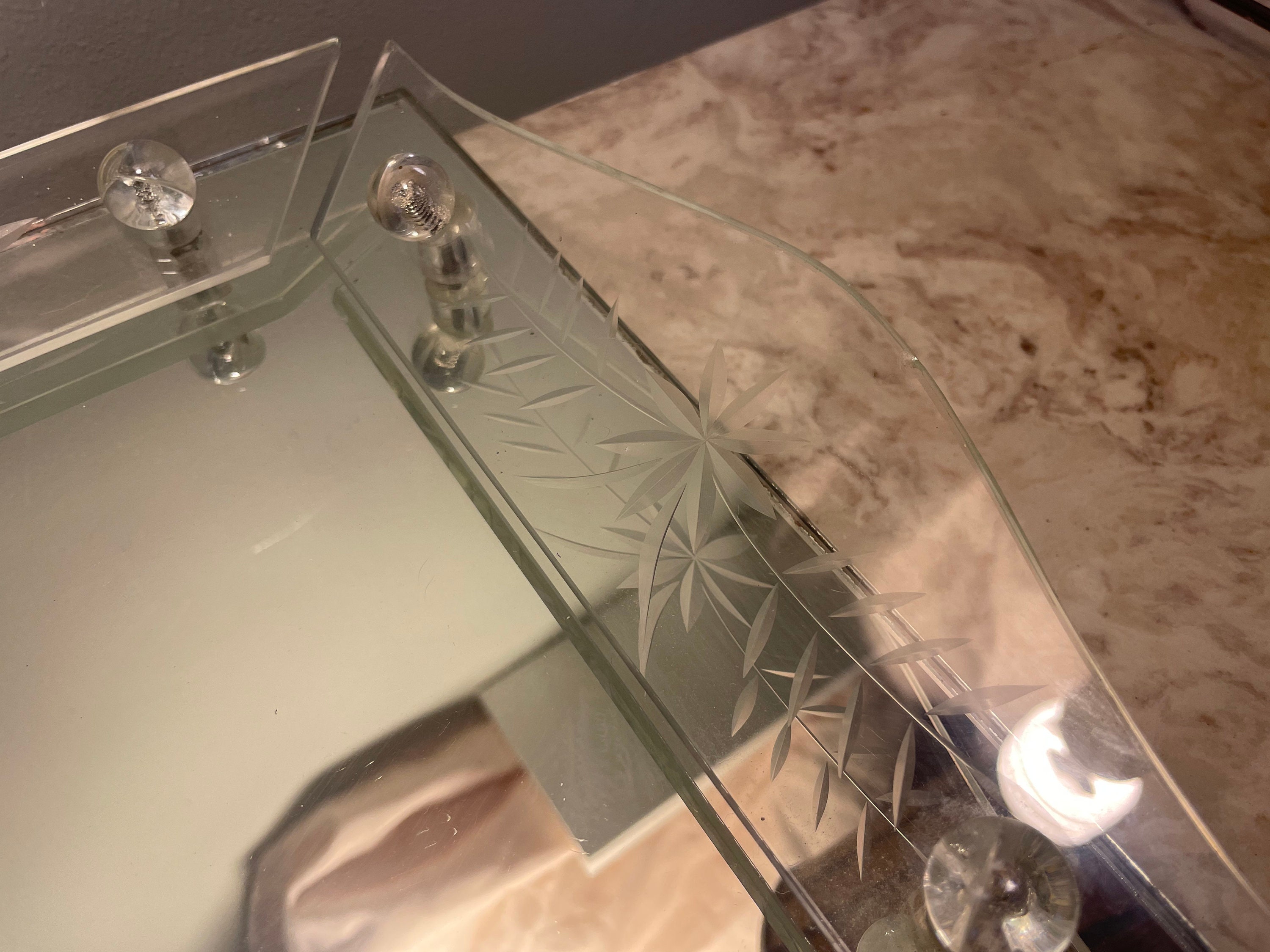 Rare Vintage Mirror Tray With Design - Etsy