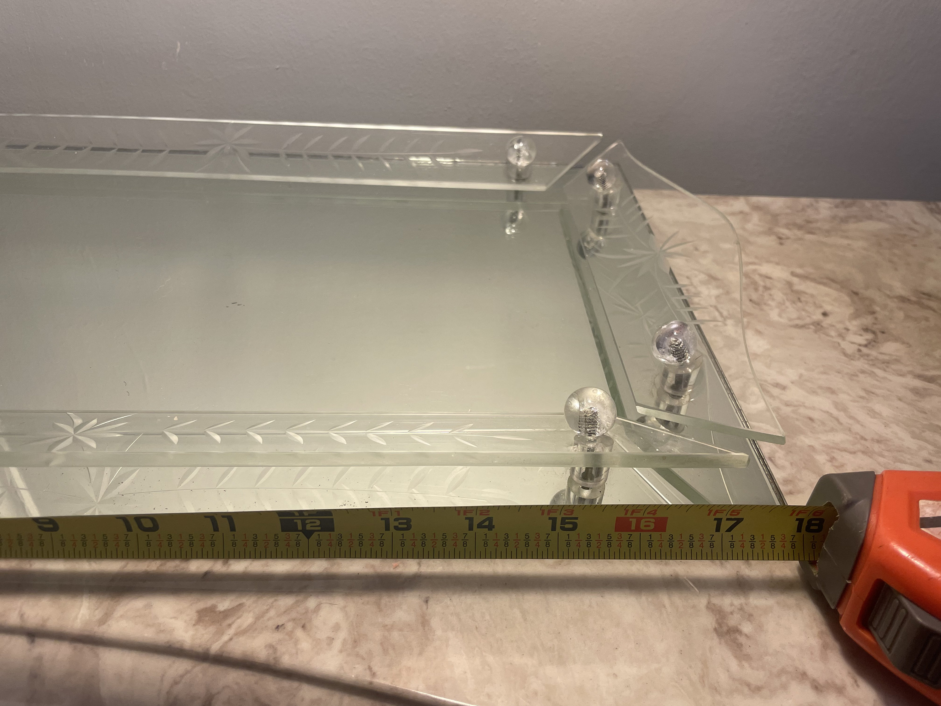 Rare Vintage Mirror Tray With Design - Etsy