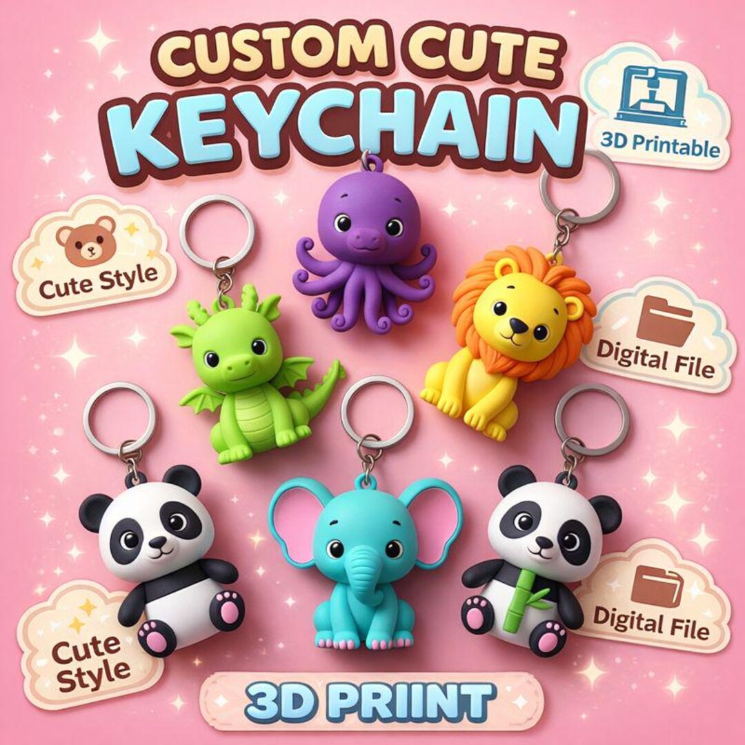 Custom Keychain 3D Print STL – Animal Designs (digital File) - Etsy