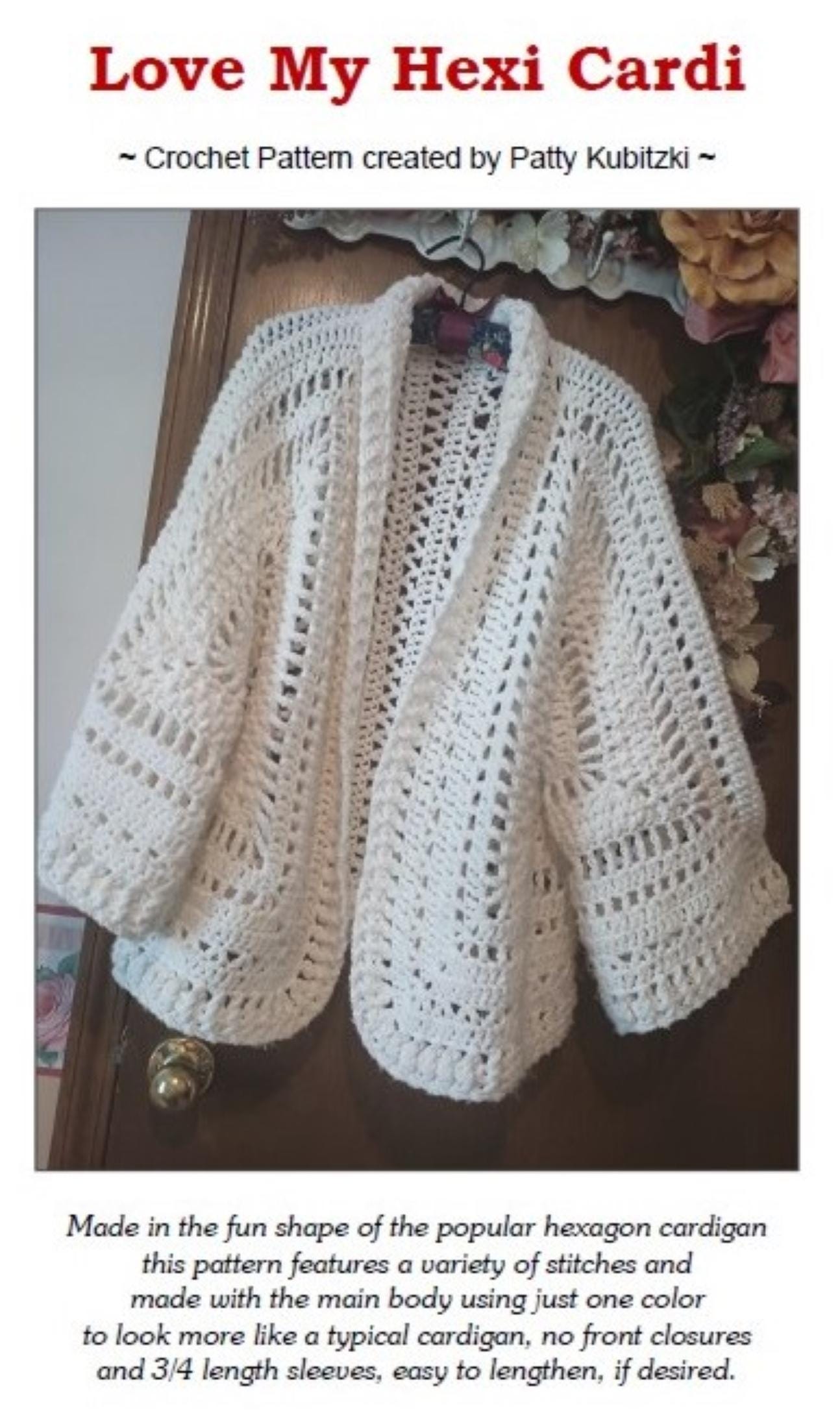 Crochet Cardigan, Love My Hexi Cardi Crochet Pattern, Hexagon Cardigan ...