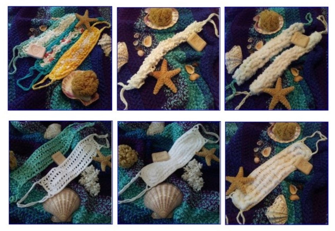 Crochet Back Scrubber Pattern Bundle Spa Bath Loopah Back - Etsy