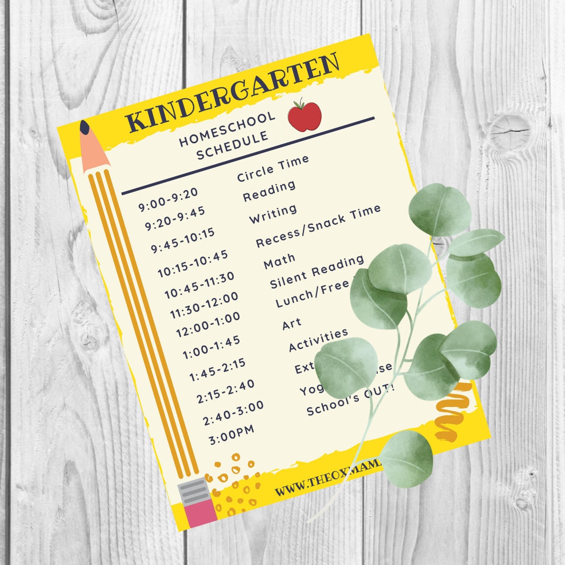 Kindergarten Homeschool Schedule Printable | Full Day Kindergarten ...