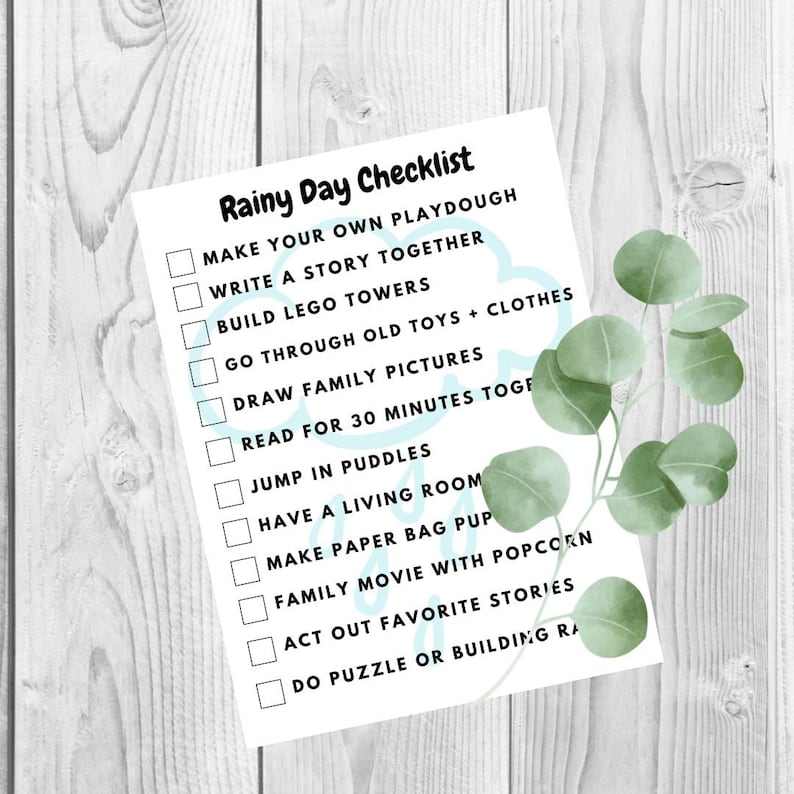 Rainy Day Checklist - Etsy